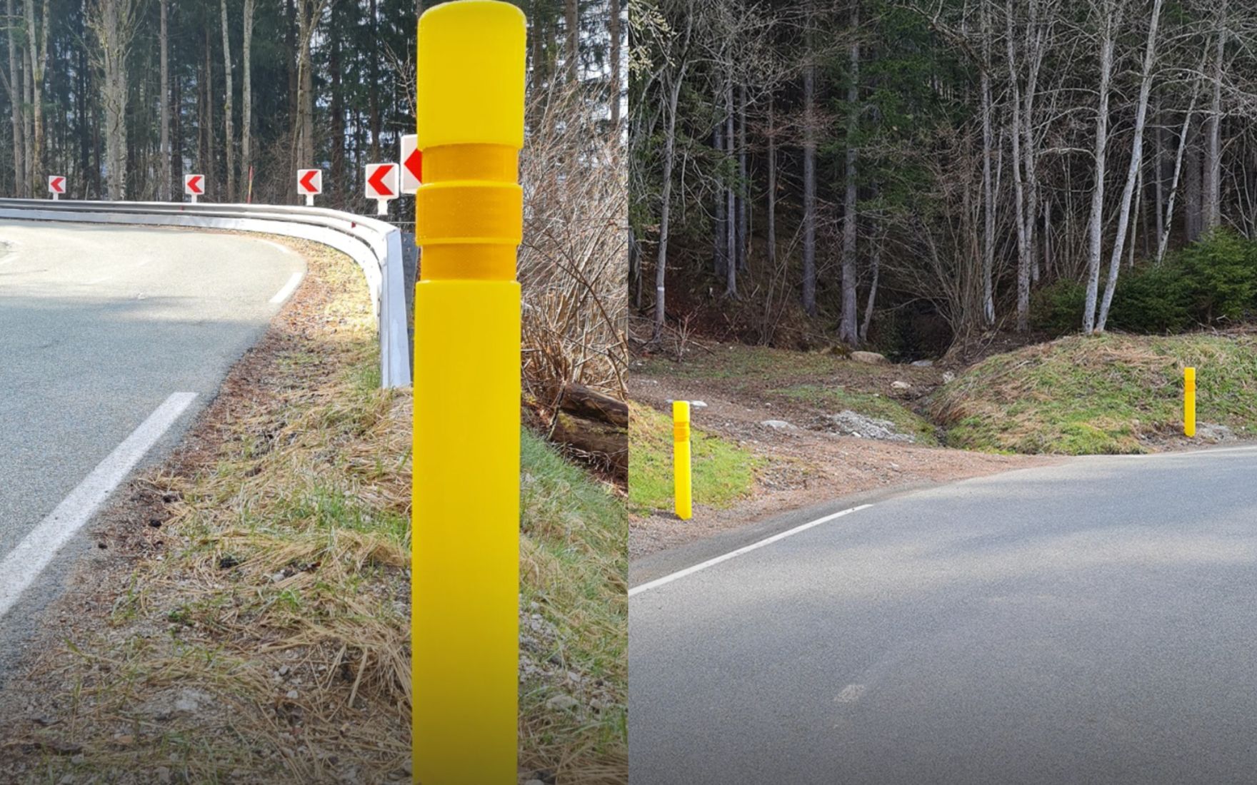 Kaj pomenijo rumeni in beli stebrički ob cesti? Tu je odgovor ...